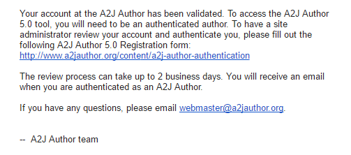 Chapter 2: Registering and Accessing the Authoring Tool | A2J Author